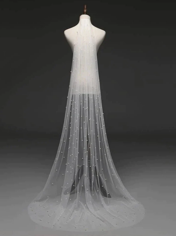Bridal Wedding Veil with Pearls | One-Layer Veil with Comb – Lula Bridal