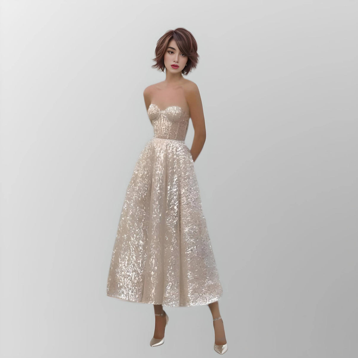 CECILIA Formal Dress | Sparkly Gold A-Line Dress – Lula Bridal