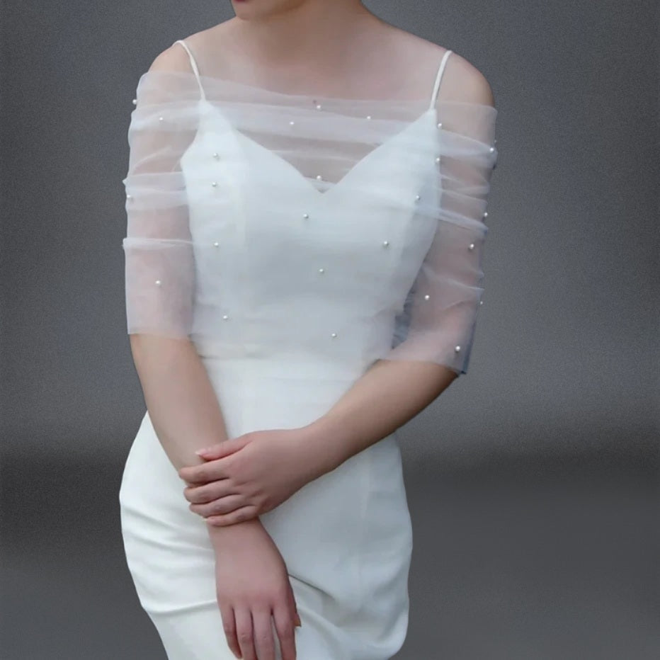 Bridal Wrap with Pearls | Elegant Beaded Wedding Accessory – Lula Bridal